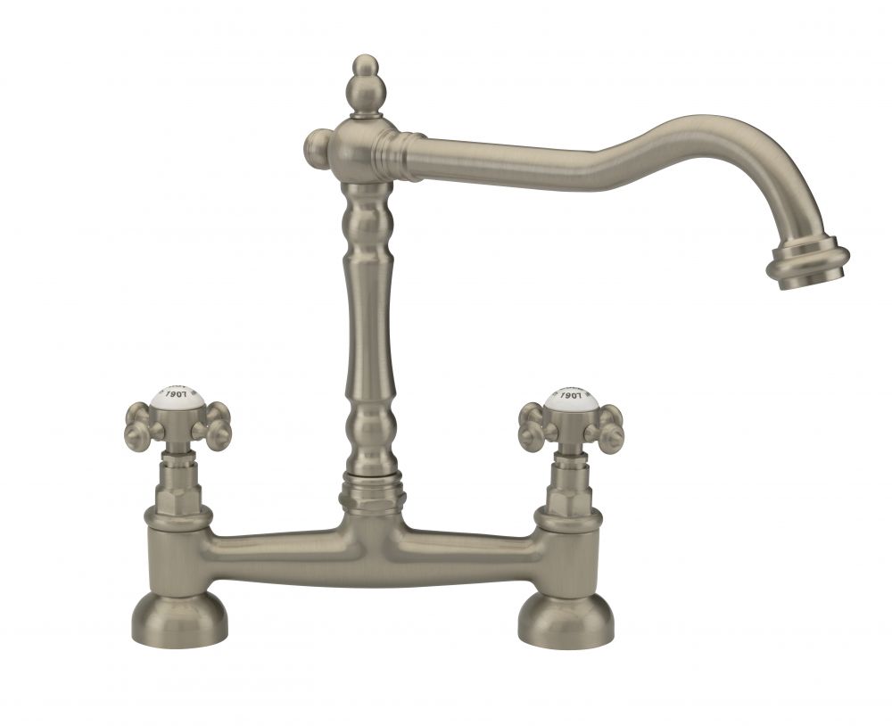French classic bridge sink mixer, Pewter Plated - Kitchen Taps
