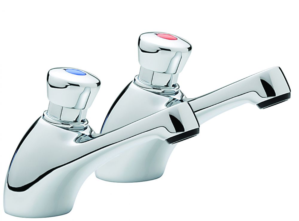 Capri non concussive pair of basin taps, Chrome Plated - Bathroom Taps