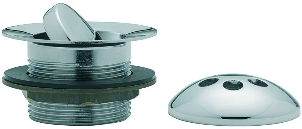 1 1/2" flip plug bath waste with solid plug and overflow, Chrome Plated ...