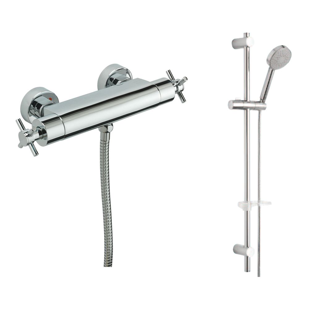 Crosshead Exposed thermostatic shower valve with sliding rail kit ...