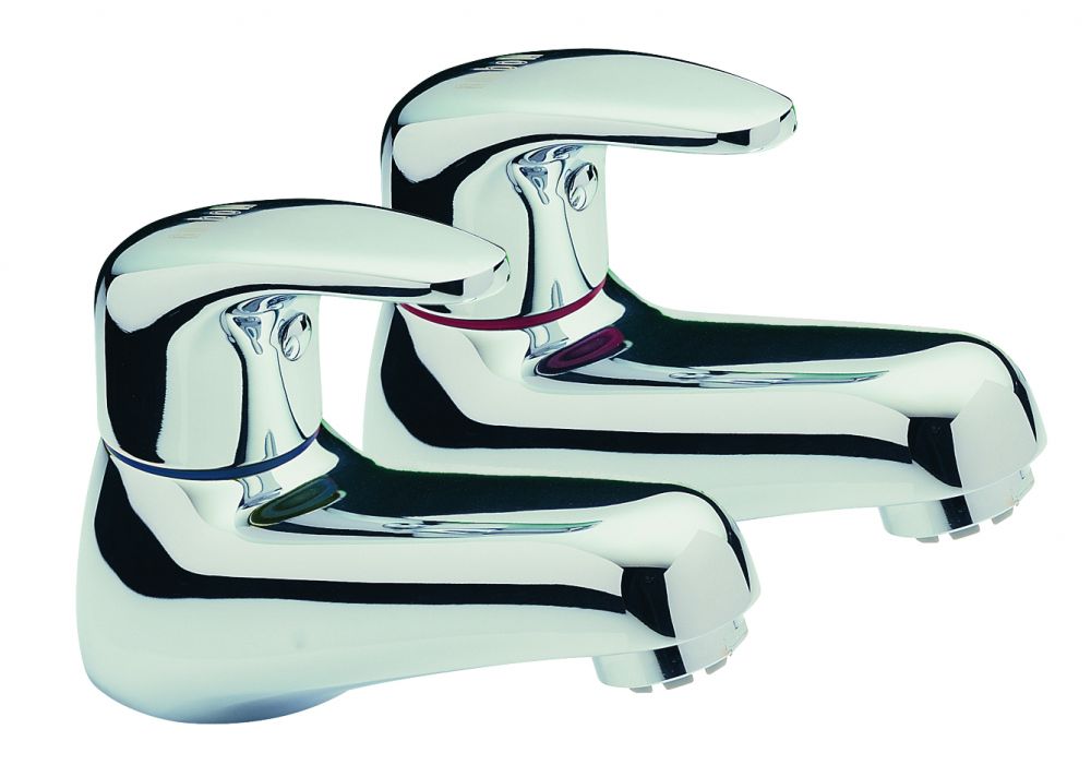 Modena pair of basin taps, Chrome Plated - Bathroom Taps