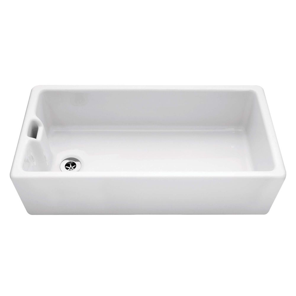 Caple Belfast Extra Large Single Bowl White Ceramic Sink with Weir ...