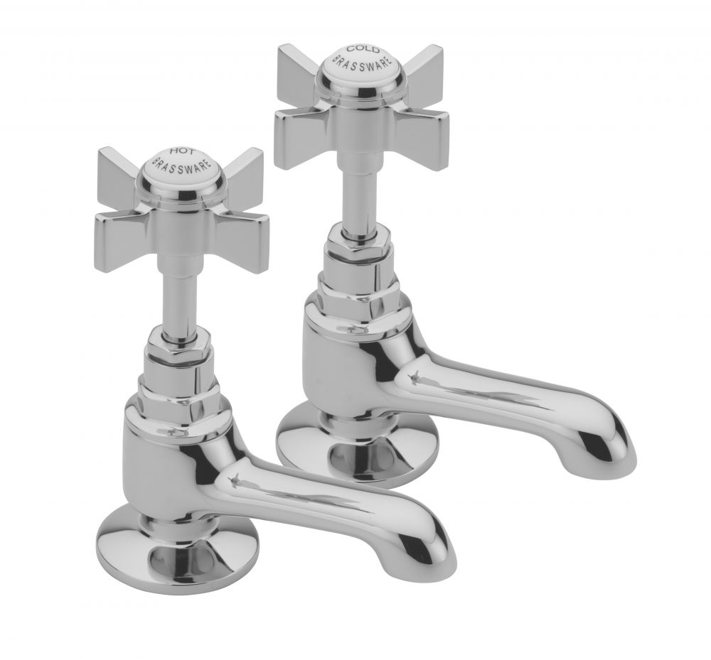 Florence pair of basin taps, Chrome Plated - Bathroom Taps