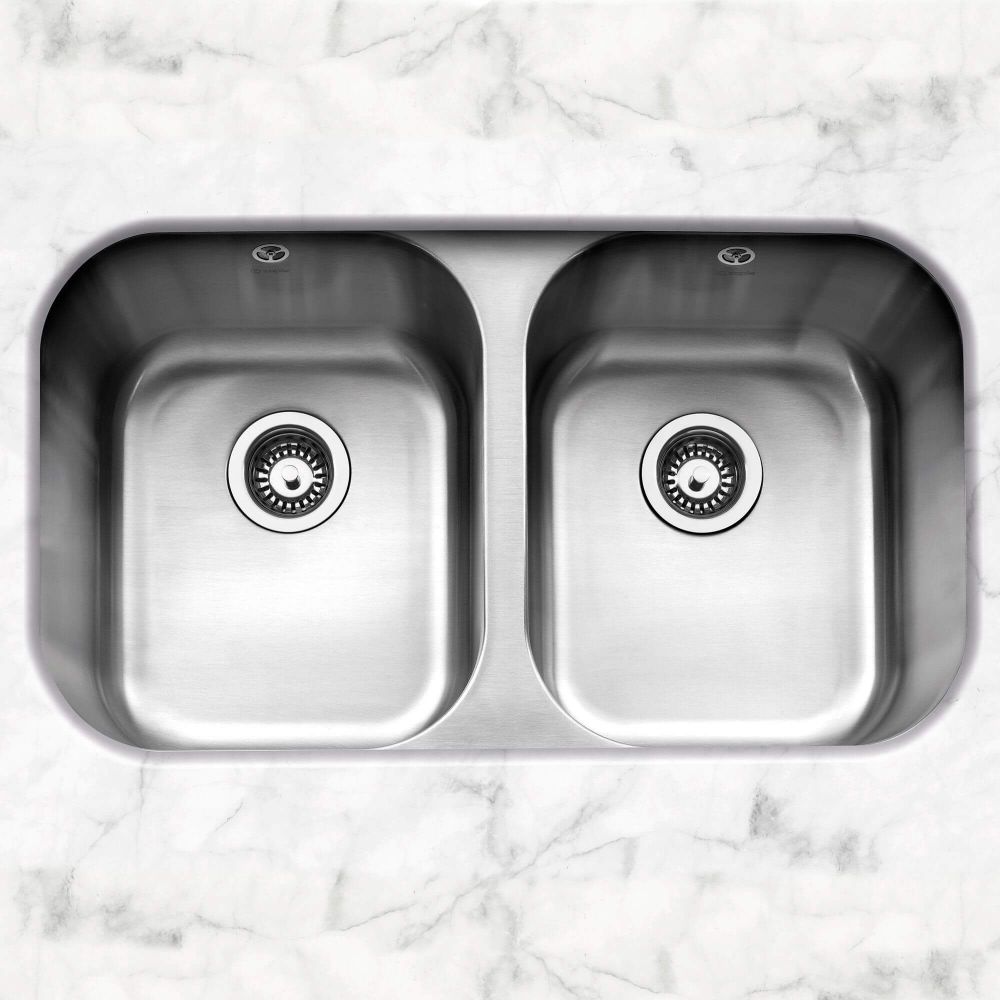 Caple Form 2 Bowl Undermount Satin Stainless Steel Sink & Waste Kit ...