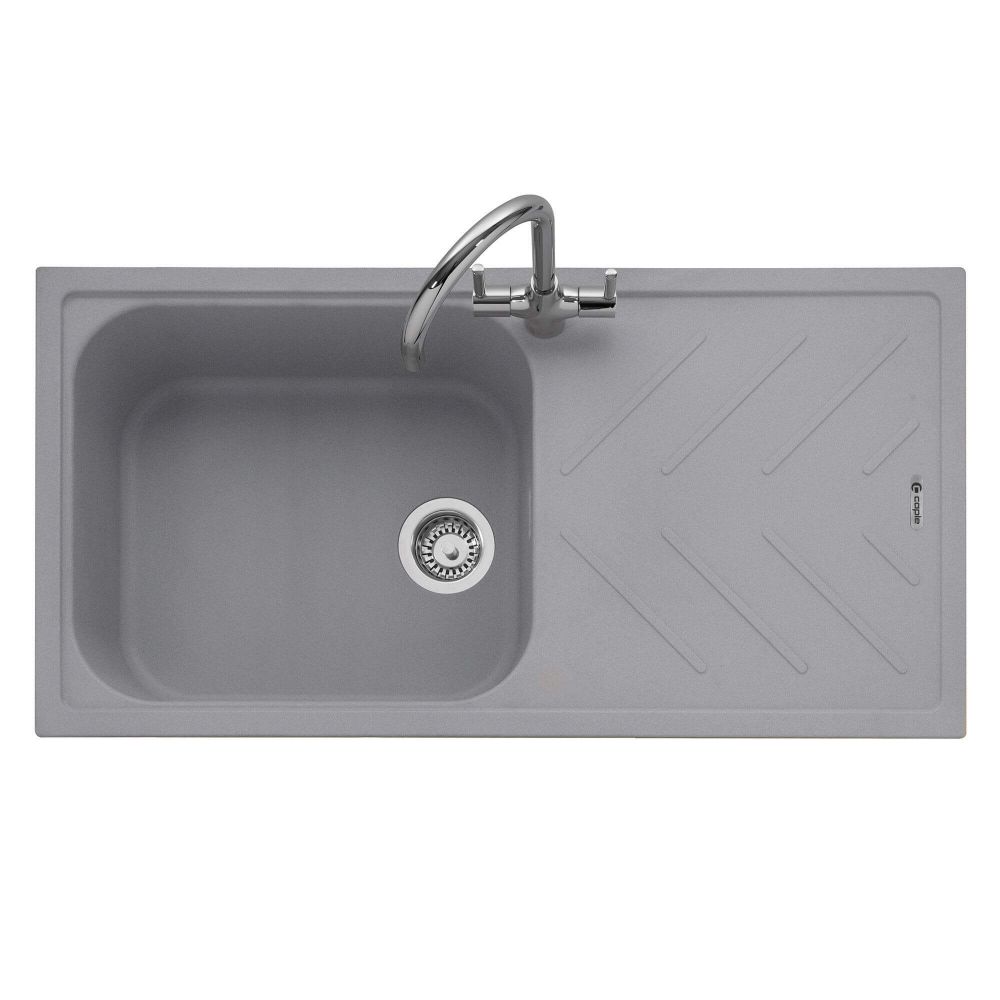 Caple Veis 1 Bowl Pebble Grey Granite Composite Kitchen Sink & Waste ...