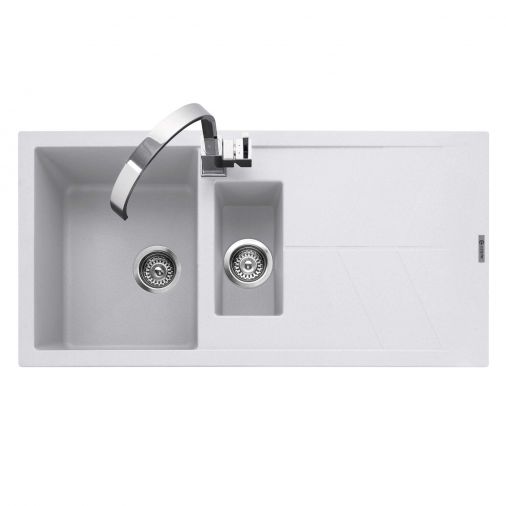 Caple Sotera 1.5 Bowl Chalk White Granite Composite Kitchen Sink ...