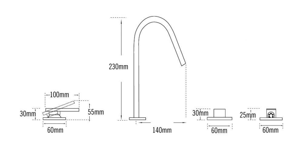 Tre Mercati Coast 4 Hole Bath Shower Mixer With Clicker Pop Down ...