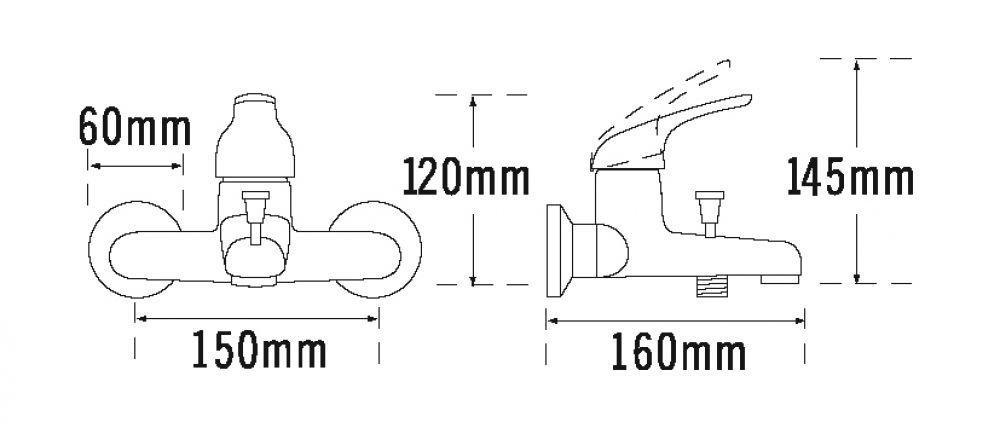 Tre Mercati Modena Wall Mounted Bath Shower Mixer & Kit - Chrome ...