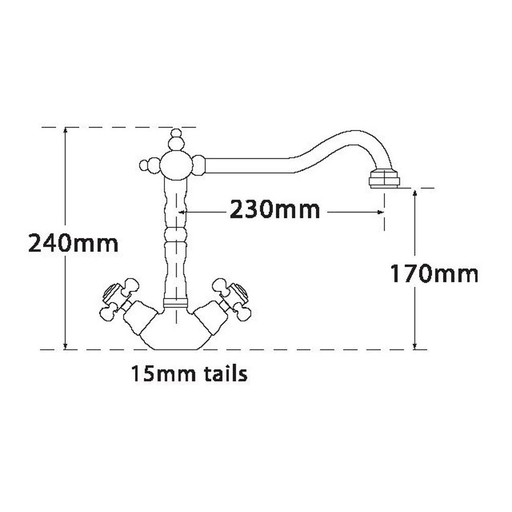 French classic mono sink mixer, Antique Brass Plated - Kitchen Taps