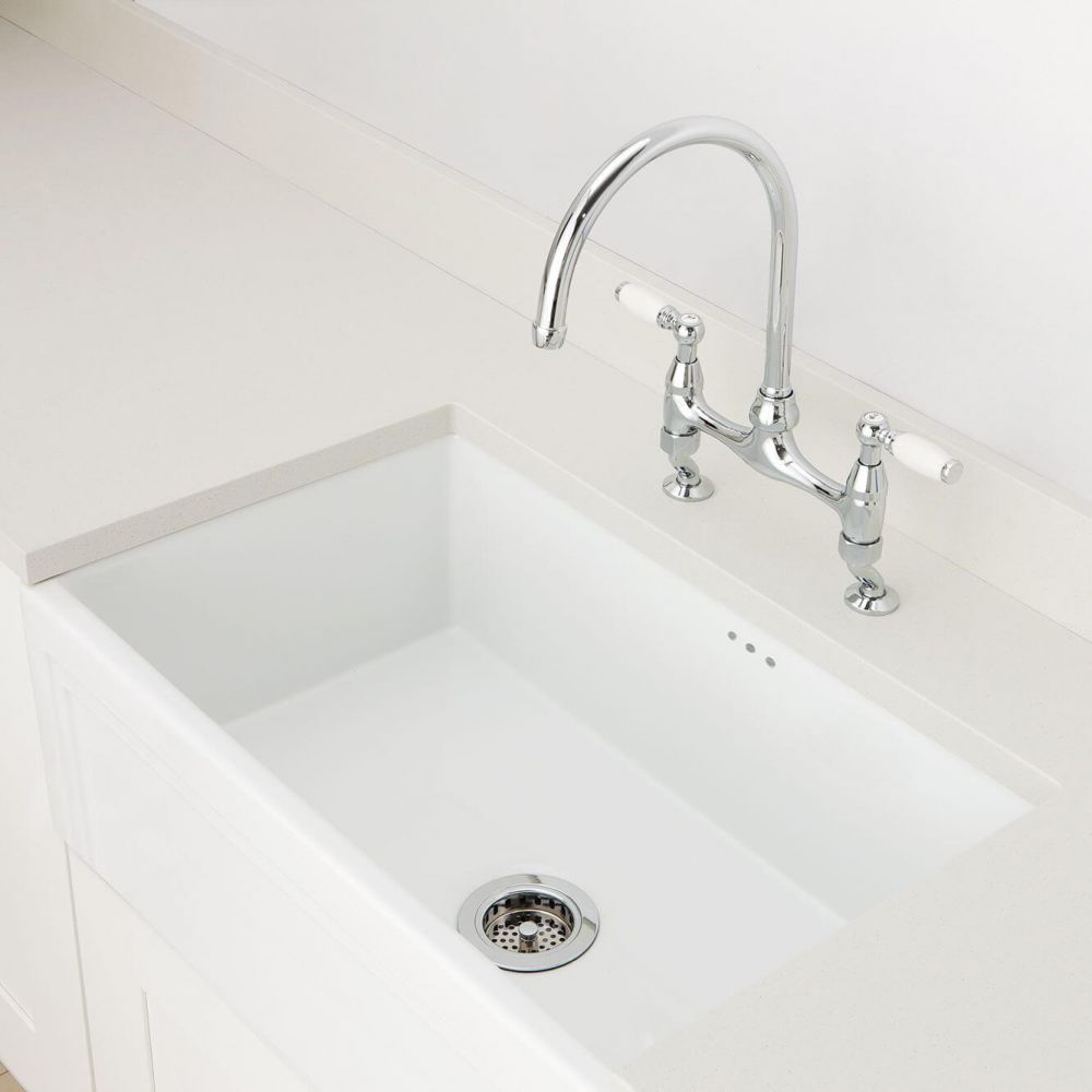 Caple Belfast Large Single Bowl White Ceramic Kitchen Sink - 760 x ...