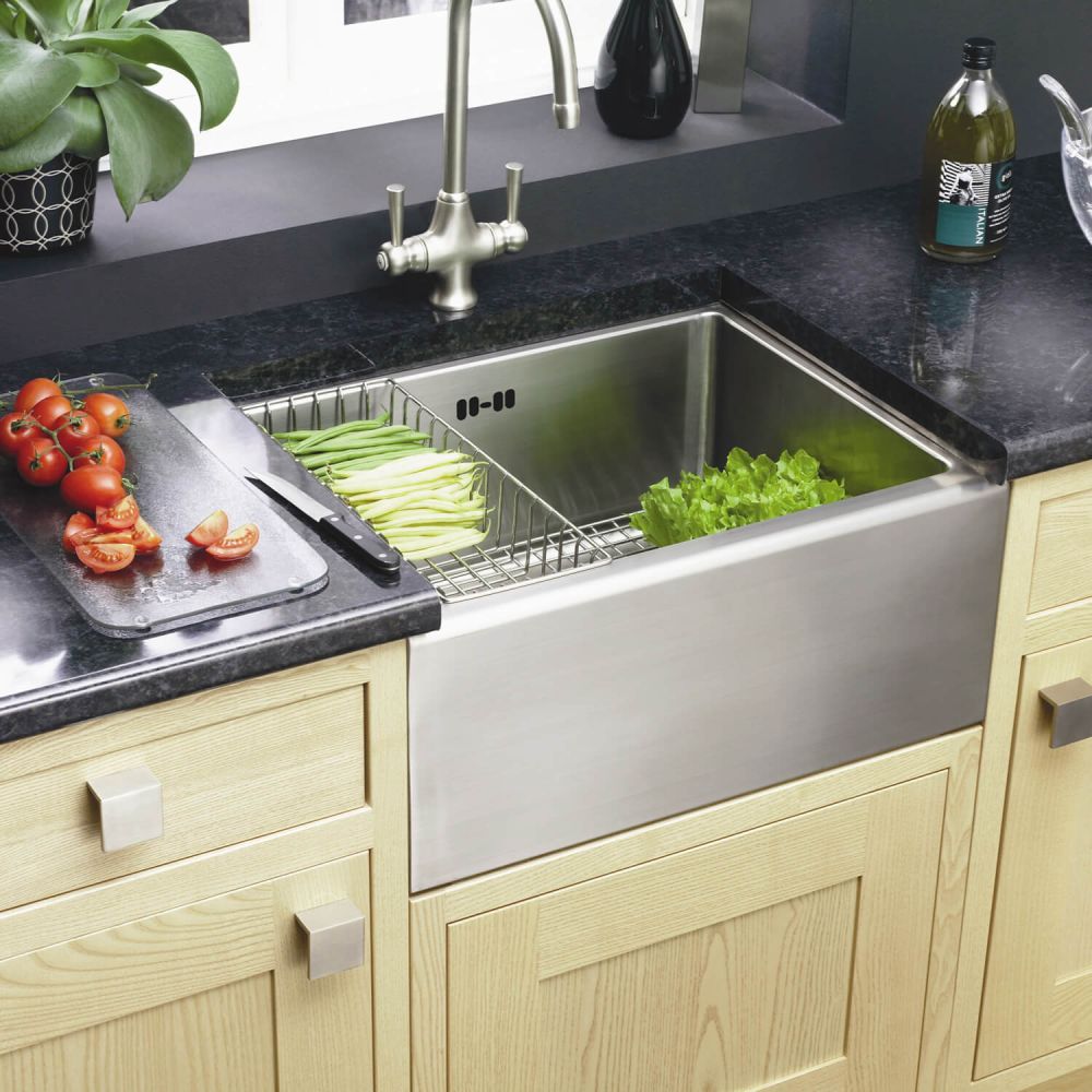 Astracast 1 Bowl Brushed Stainless Steel Belfast Kitchen Sink & Waste ...