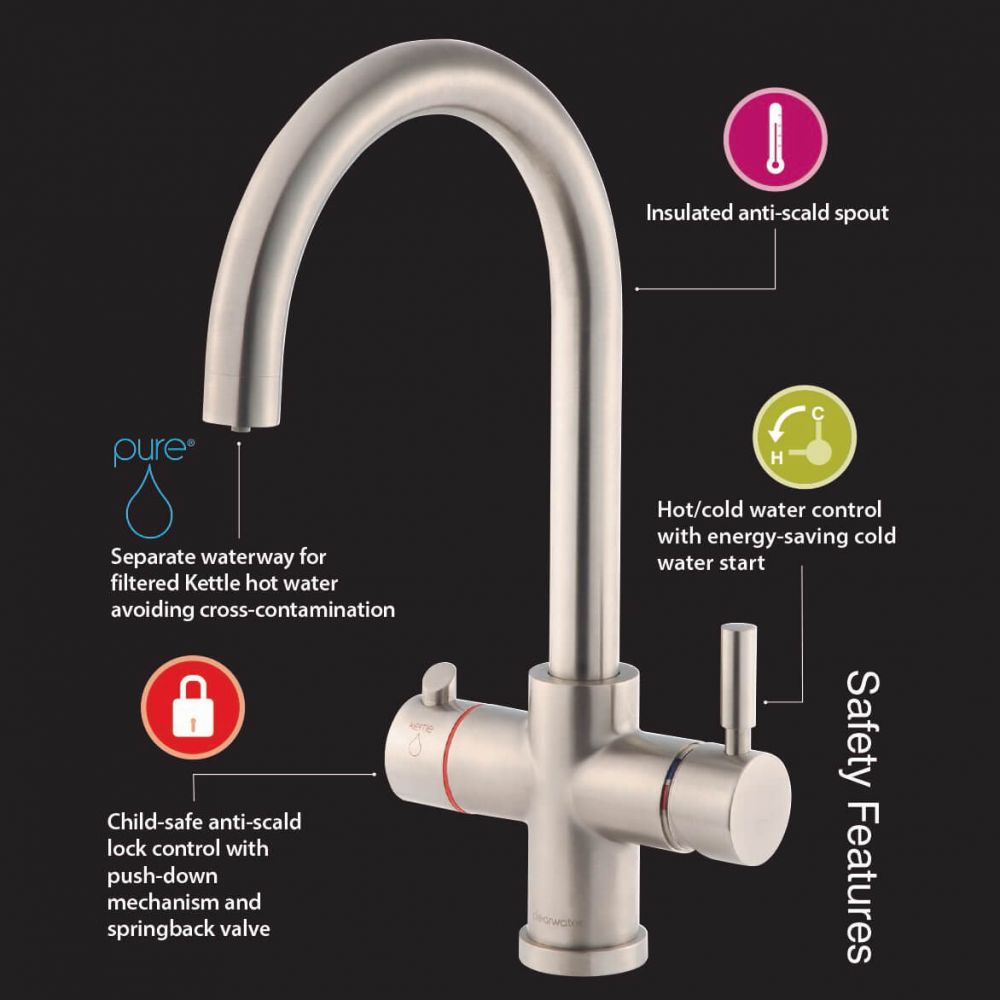 Clearwater Maestro 3 in 1 Instant Hot Water Kitchen Sink Mixer Tap with ...