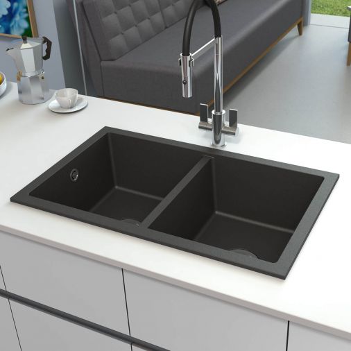 Astracast Onyx 2 Bowl Inset or Undermount Volcano Black Granite ...