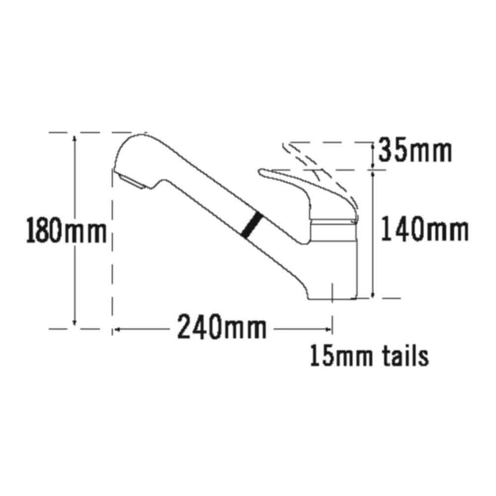 Modena deluxe dual flow mono sink mixer with retractable spout, Chrome ...